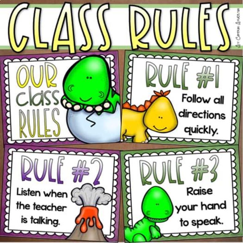 Classroom Rules Posters EDITABLE Back to School Dinosaur Dino Theme ...