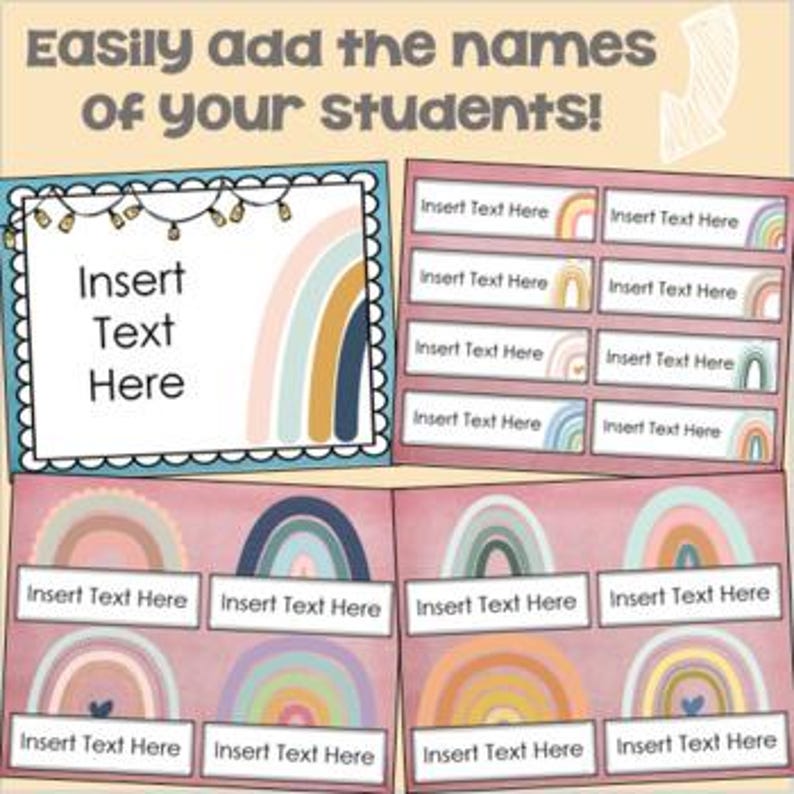 Happy Birthday Bulletin Board Display Posters Boho Muted Rainbow Theme ...