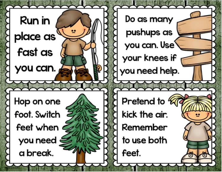 Brain Breaks Movement Cards Camping Camp Out Theme INSTANT DOWNLOAD - Etsy