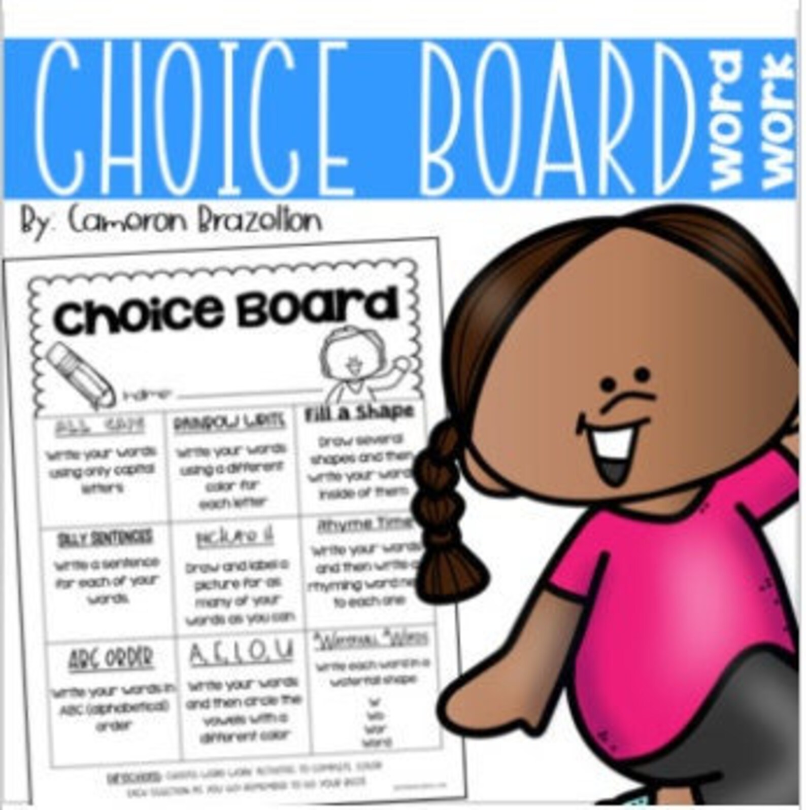 Word Work Spelling Sight Words Choice Board Activities Menu Tic Tac Toe ...