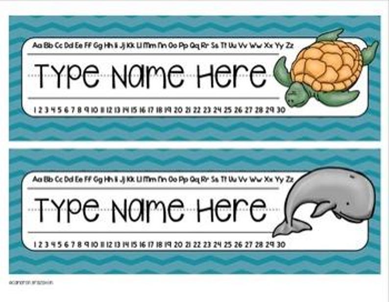 Name Tags Plates Desk Labels Ocean Underwater Theme Editable INSTANT ...