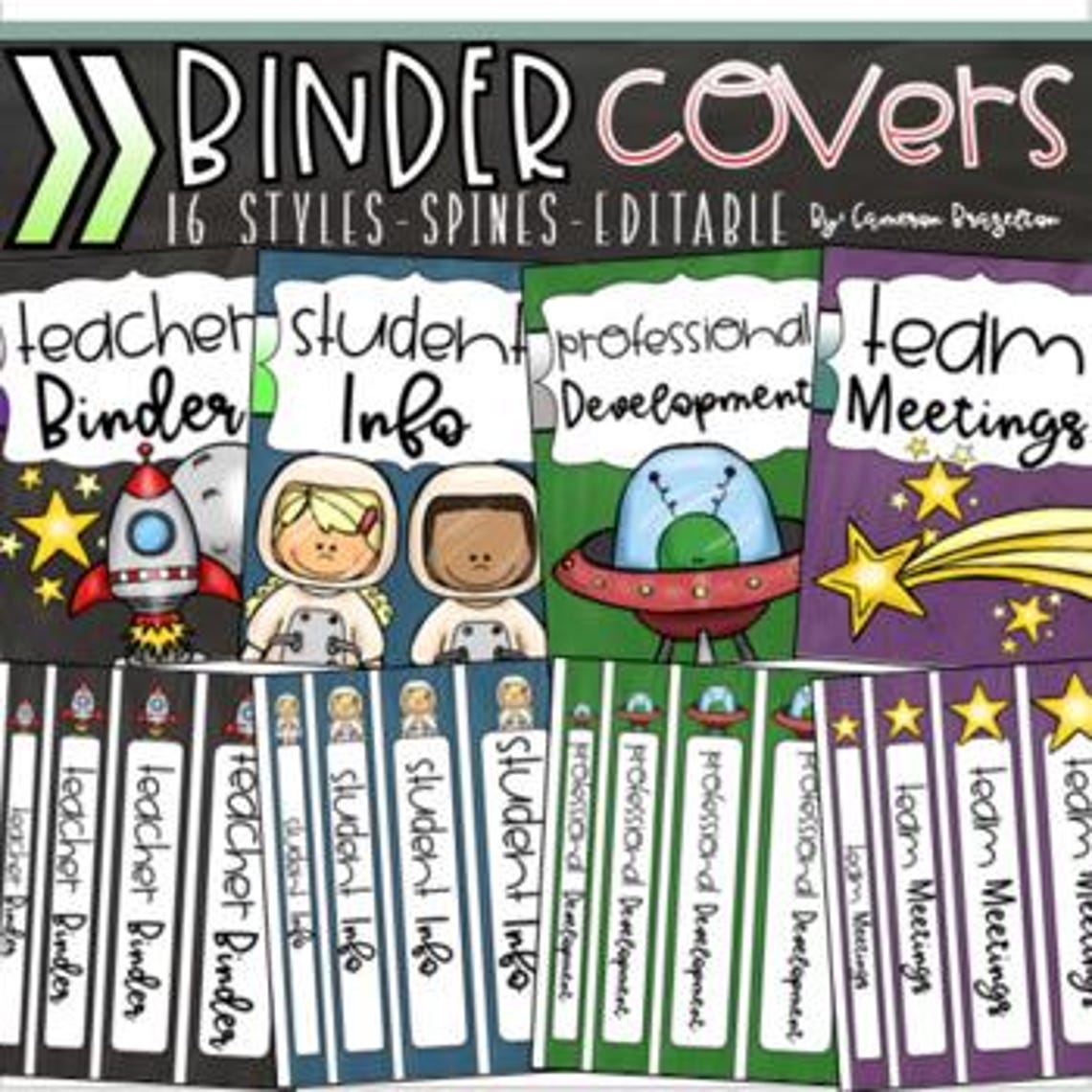 Binder Covers and Spines Teacher Planner Editable Outer Space Theme ...