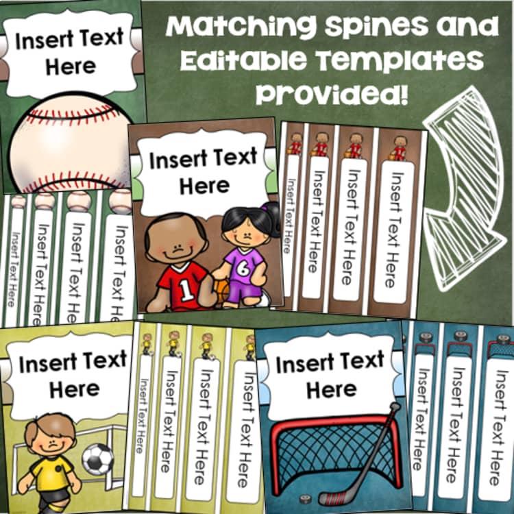 Binder Covers and Spines Teacher Planner Editable Sports Teamwork Theme ...