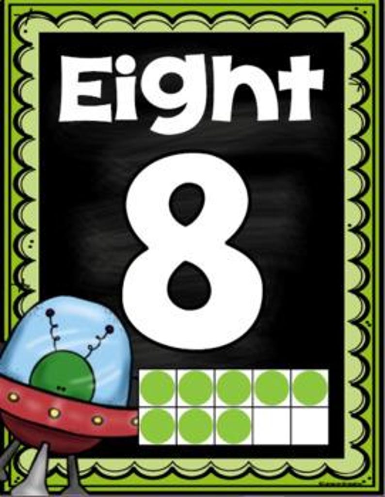 Number Posters Signs 0-20 Ten Frames Outer Space Theme INSTANT DOWNLOAD ...