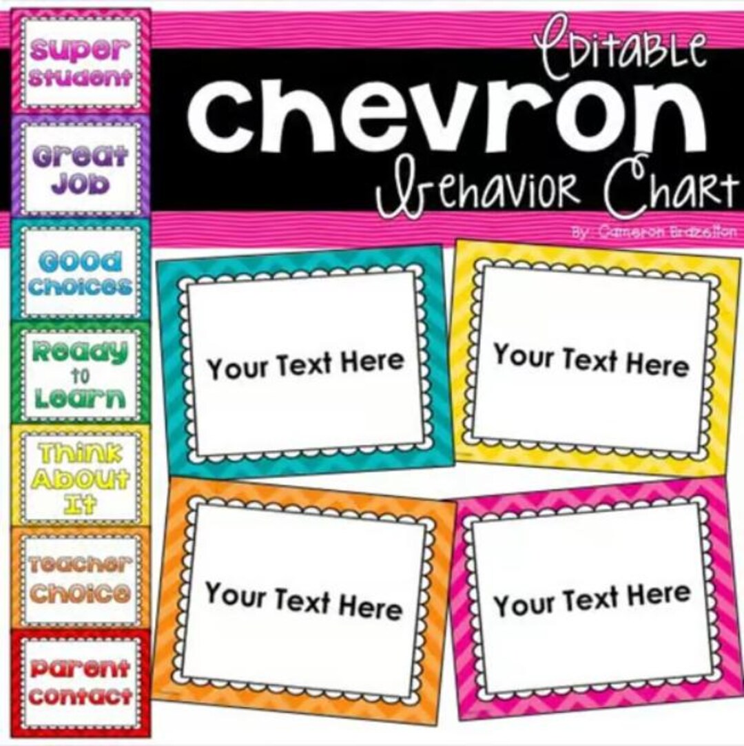 Editable Chevron Bright Theme Behavior Clip Chart for Classroom ...