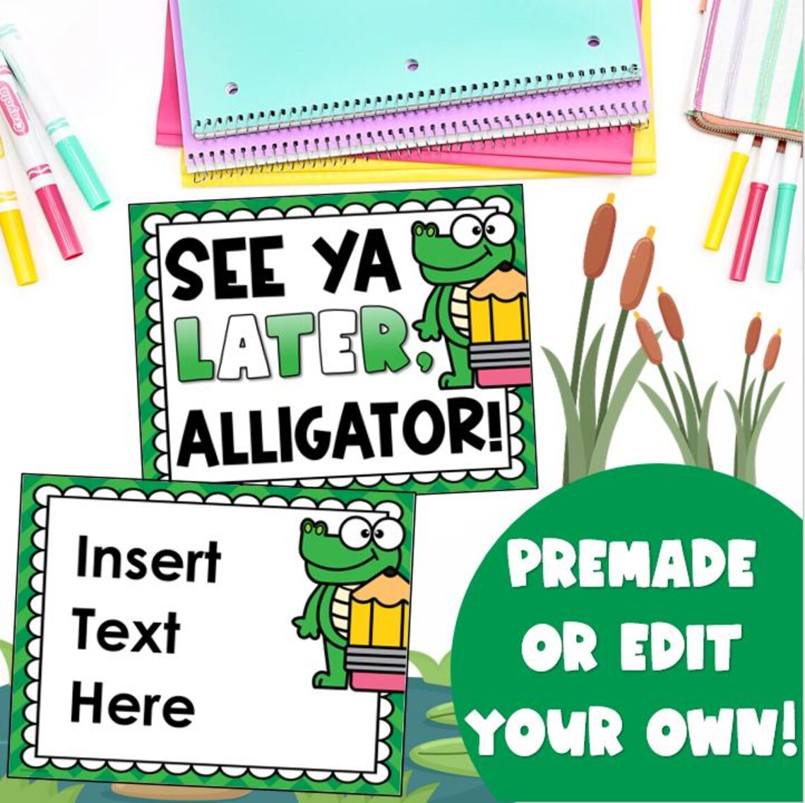 End of the Year Bulletin Board Door Decorations Alligator Theme INSTANT ...