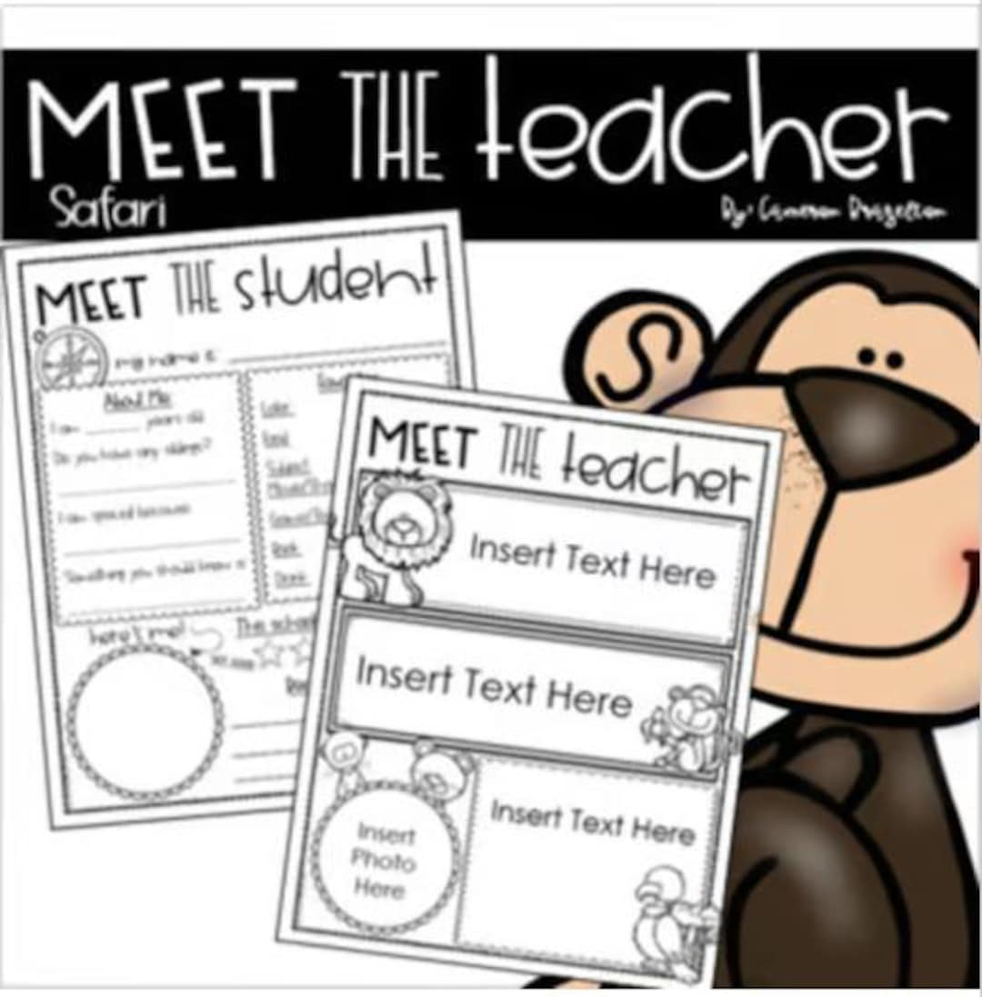 Meet the Teacher Editable Handout Back to School All About Me Jungle ...
