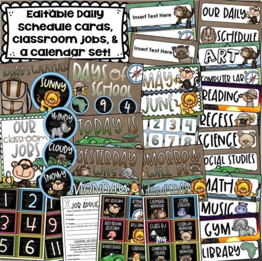 Jungle Safari Class Decor Bundle (posters, Binder Covers, Schedule ...