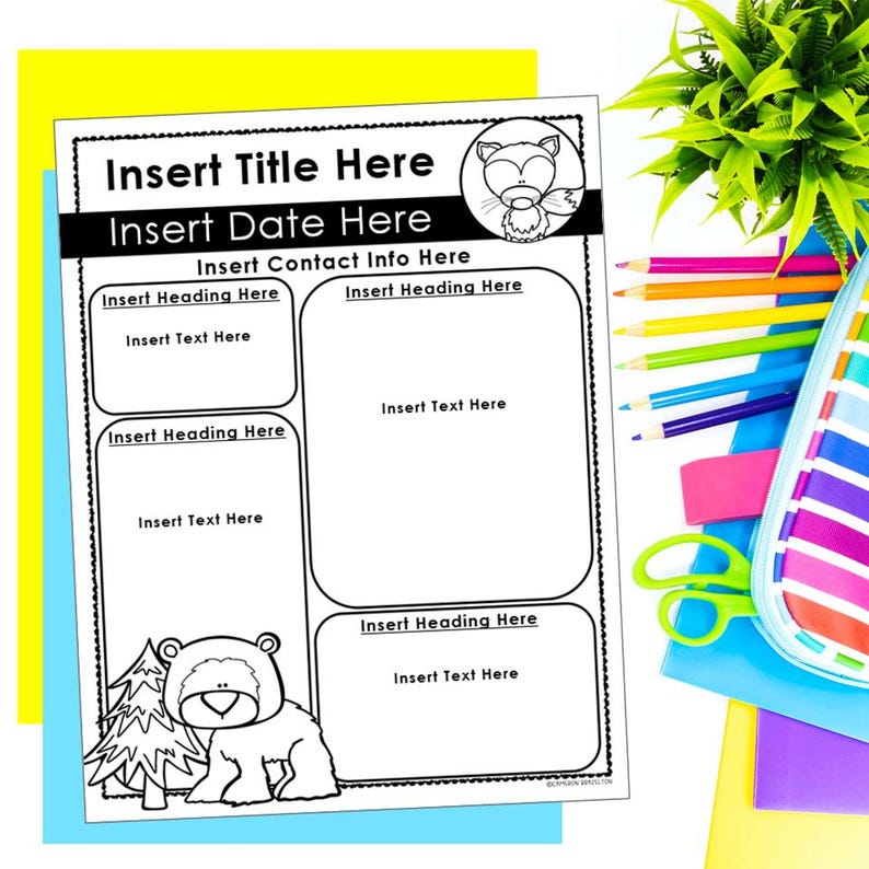 Weekly Classroom Newsletter Template Woodland Animals Theme EDITABLE ...