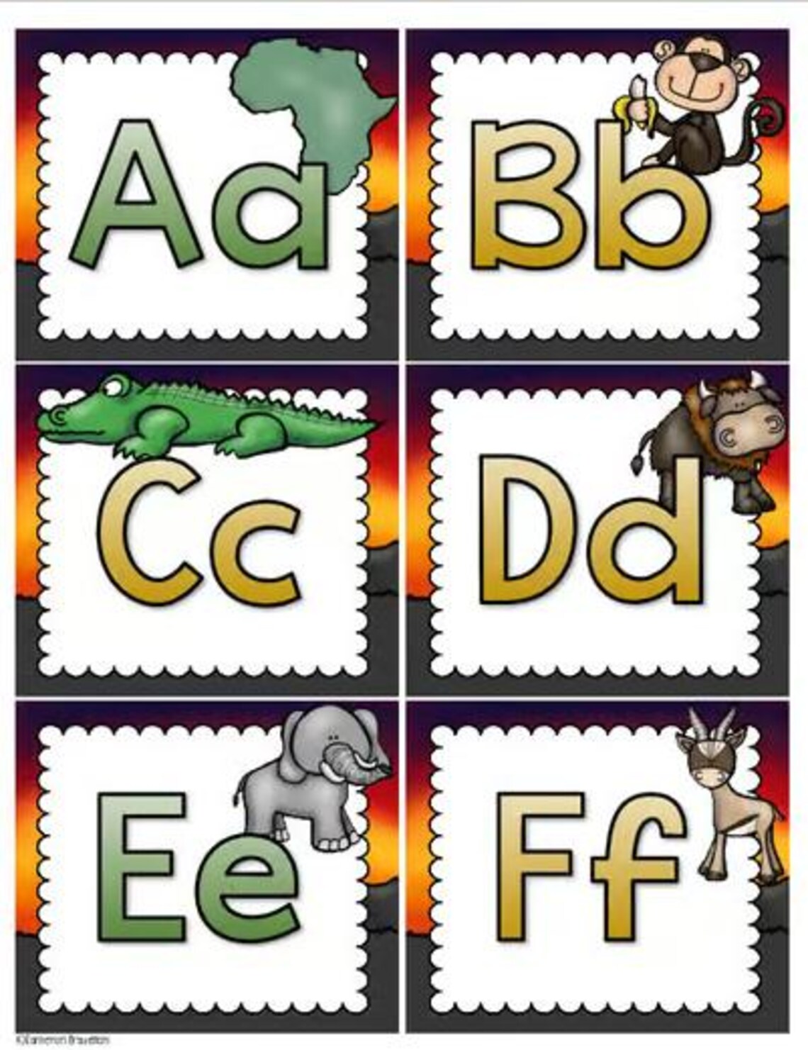 Word Wall Labels Alphabet Letter Cards Jungle Safari Theme INSTANT ...