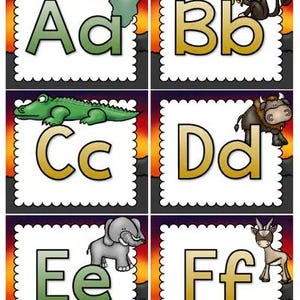 Word Wall Labels Alphabet Letter Cards Jungle Safari Theme INSTANT ...