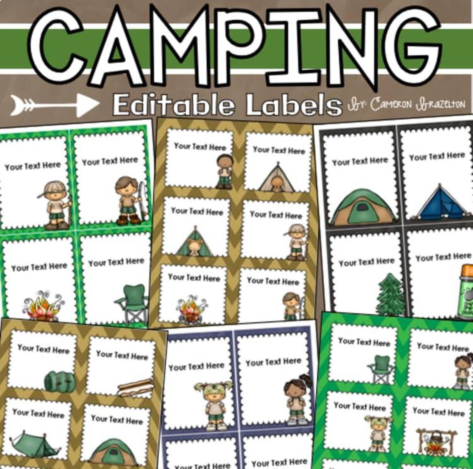 Camping Camp Out Theme Classroom Labels Decorations Editable Powerpoint ...