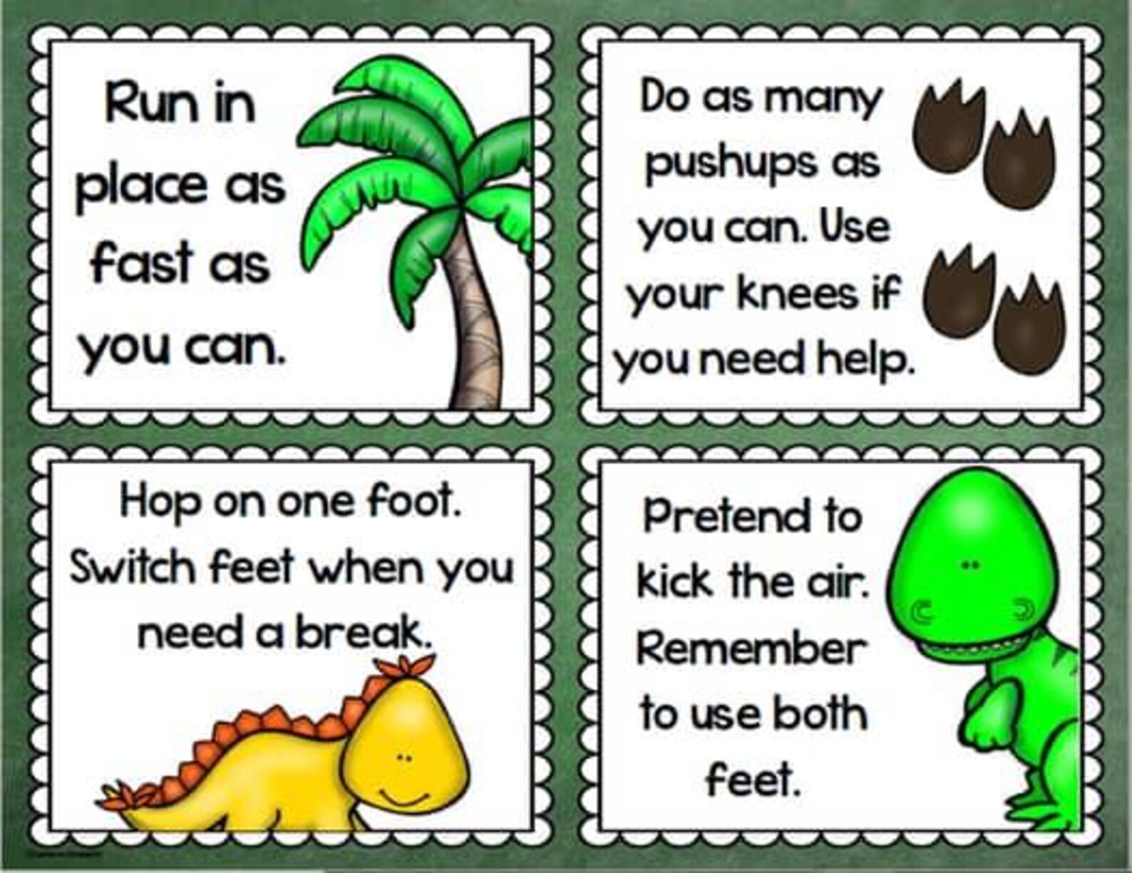 Brain Breaks Movement Cards Dinosaur Dino Theme INSTANT DOWNLOAD - Etsy