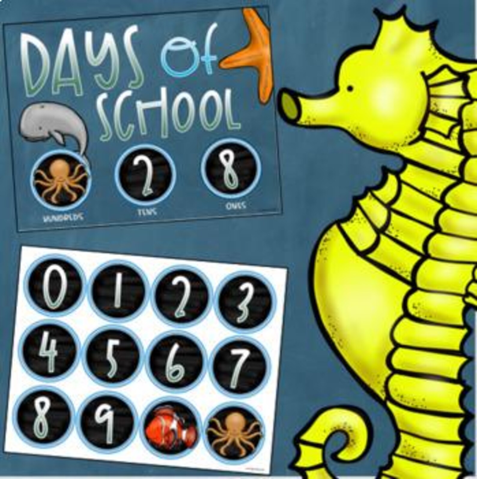 Calendar Set Classroom Decor Back to School Ocean Under the Sea ...