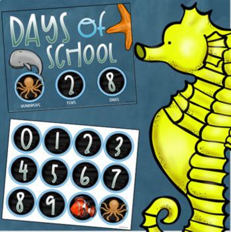 Calendar Set Classroom Decor Back to School Ocean Under the Sea ...