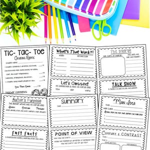 Reading Response Non Fiction Tic Tac Toe Menu Choice Board Instant ...