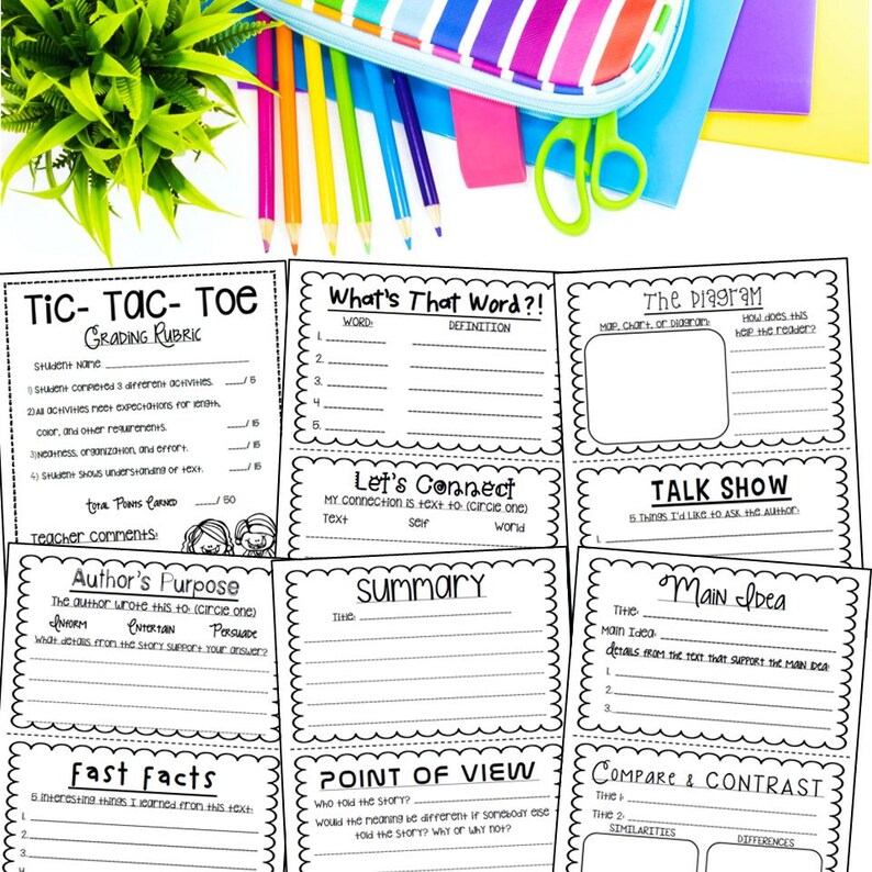 Reading Response Non Fiction Tic Tac Toe Menu Choice Board Instant ...