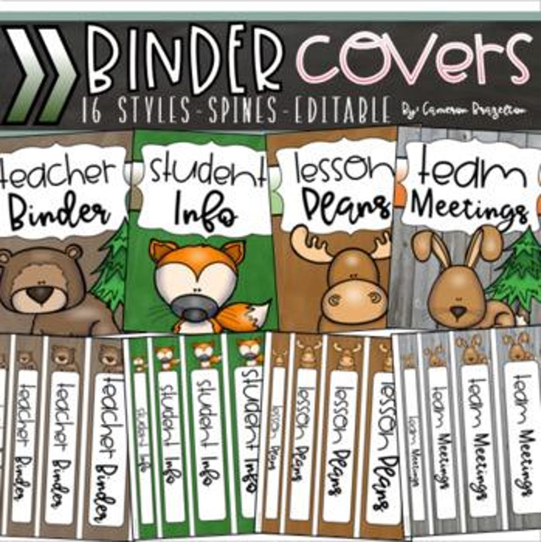 Binder Covers and Spines Teacher Planner Editable Woodland Animals ...