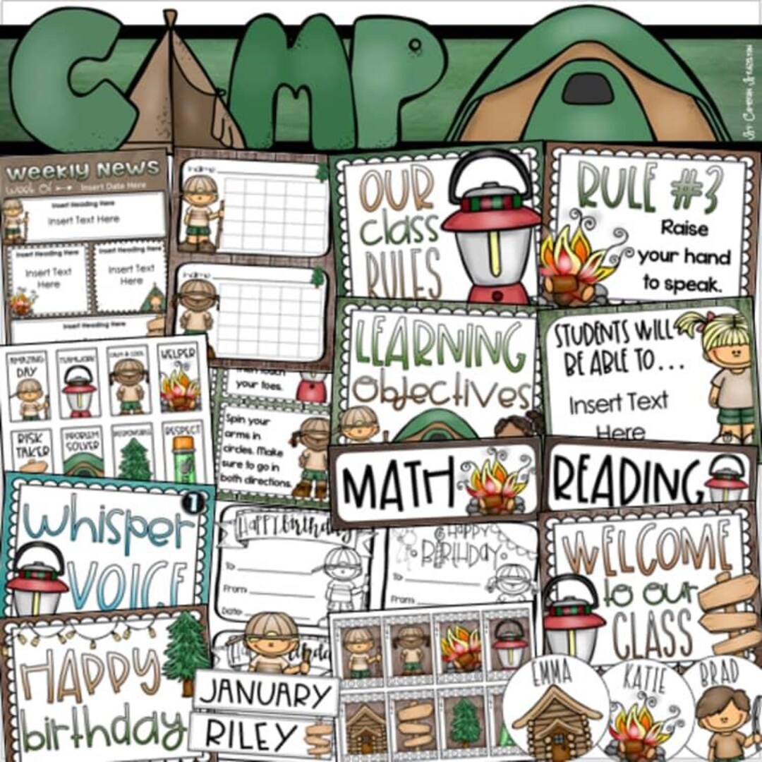 Camping Camp Out Class Management Decor Bundle (posters, Rules ...