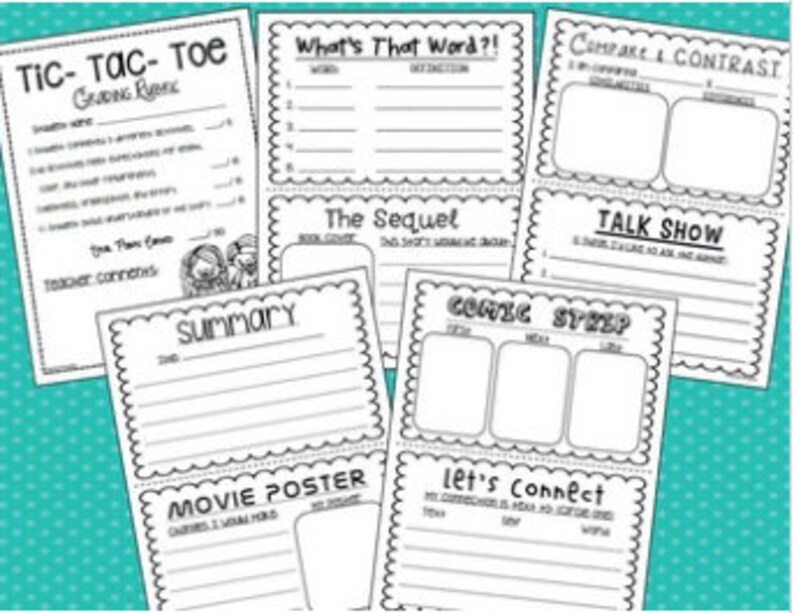 Reading Response Fiction Tic Tac Toe Menu Choice Board - Etsy Canada