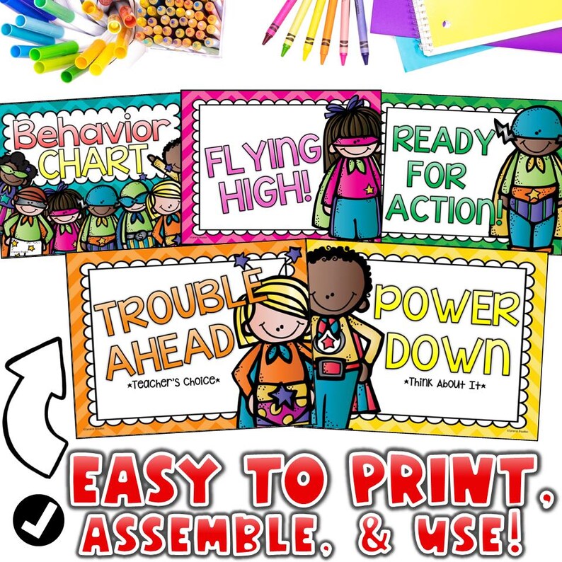 Behavior Clip Chart Superhero Theme for Classroom Management INSTANT ...