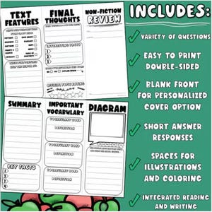 Non Fiction Reading Book Review Brochure Project Trifold - Etsy