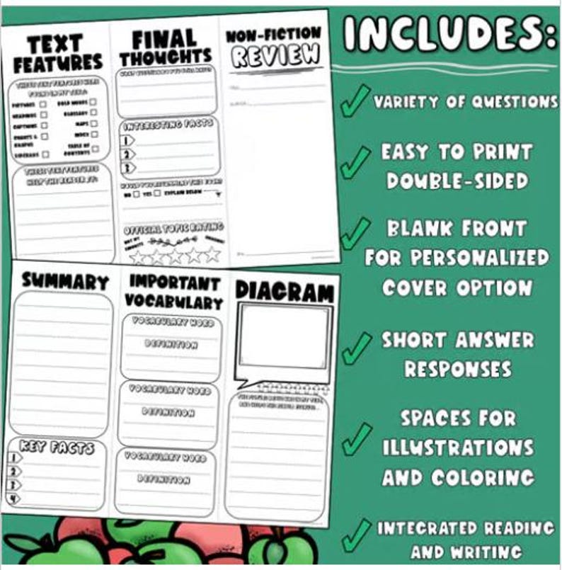 Non Fiction Reading Book Review Brochure Project Trifold - Etsy