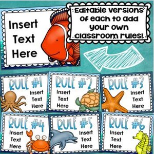 Classroom Rules Posters EDITABLE Back to School Ocean Under the Sea ...