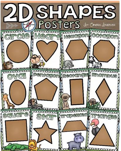 2D Shapes Poster Set Jungle Safari Theme - Etsy