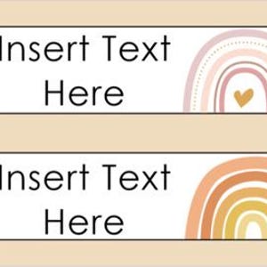 Name Tags Plates Desk Labels Boho Modern Muted Rainbow Theme EDITABLE ...