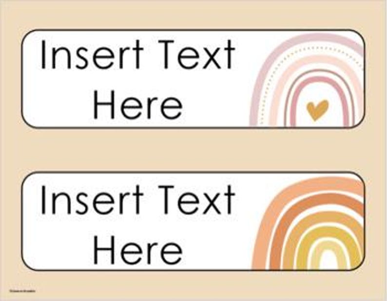 Name Tags Plates Desk Labels Boho Modern Muted Rainbow Theme EDITABLE ...