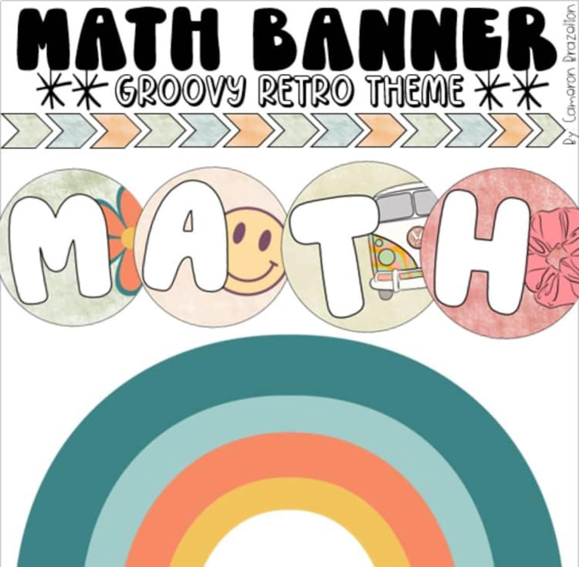Math Banner Class Decor Bulletin Board Groovy Retro Theme PRINTABLE ...