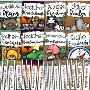 Binder Covers and Spines Teacher Planner Editable Jungle Safari Theme ...