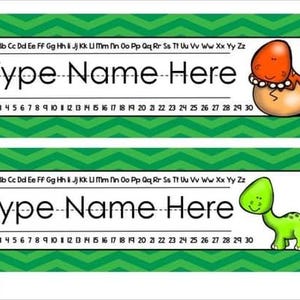 Name Tags Plates Desk Labels Dinosaur Theme Editable INSTANT DOWNLOAD ...