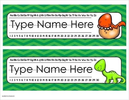 Name Tags Plates Desk Labels Dinosaur Theme Editable INSTANT DOWNLOAD ...
