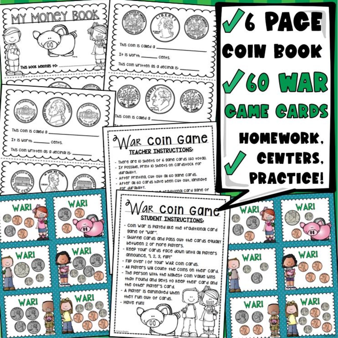 Money Worksheets Coin Identification and Values Activities - Etsy