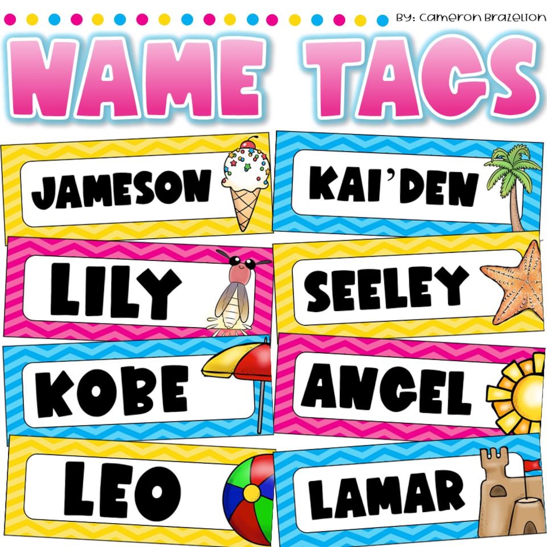 Summer School Name Tags or Desk Plates EDITABLE INSTANT DOWNLOAD - Etsy