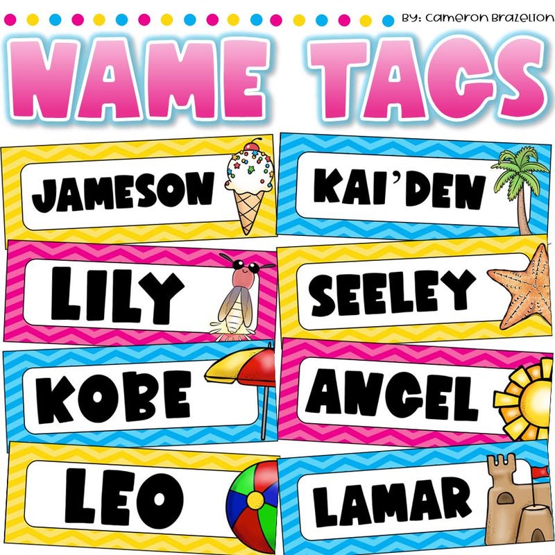 Summer Name Tag - Etsy