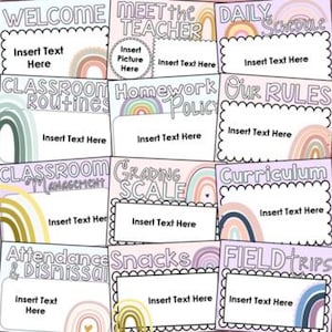 Back to School Open House Meet the Teacher Boho Modern Muted Rainbow ...