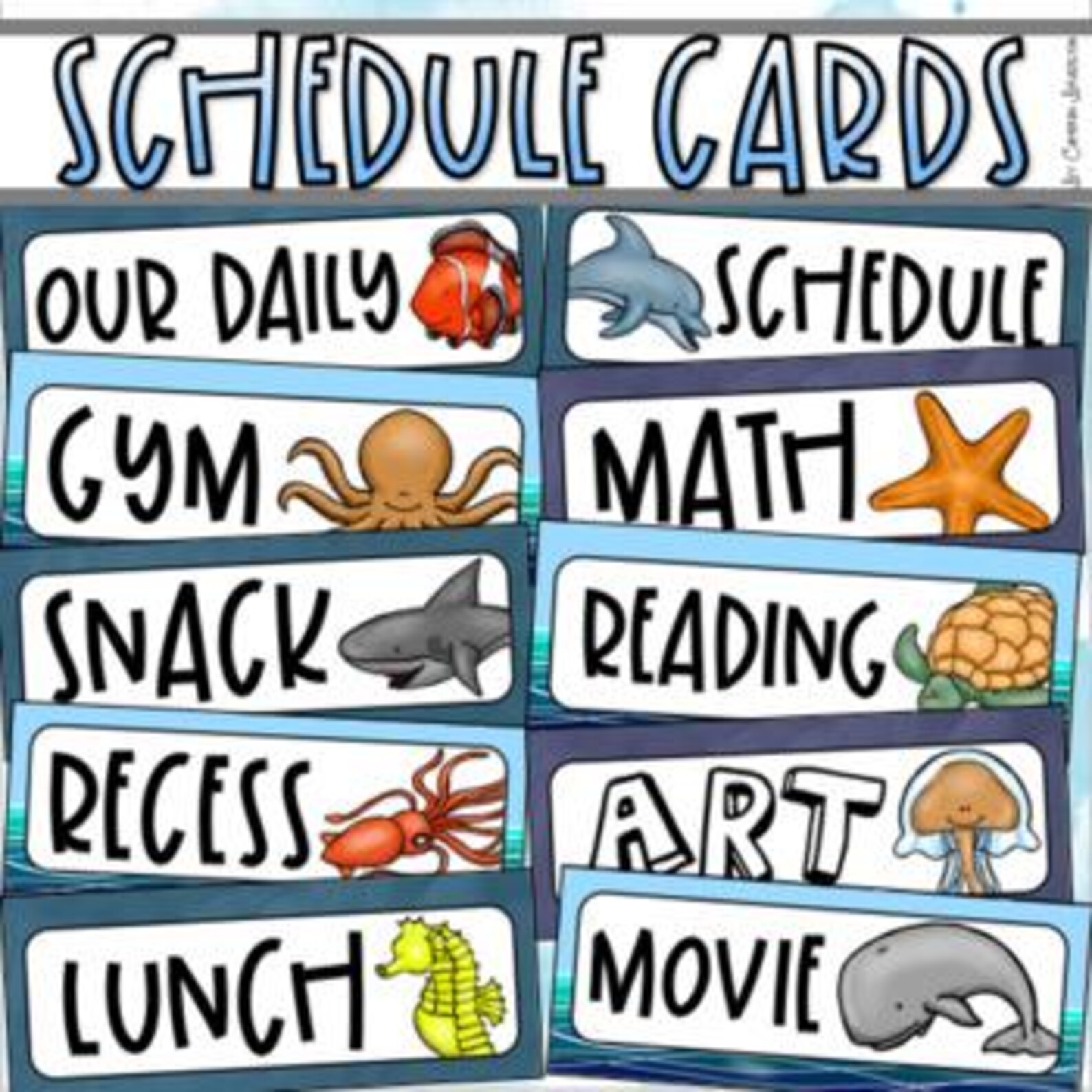 Daily Classroom Schedule Agenda Cards Ocean Under the Sea Theme ...