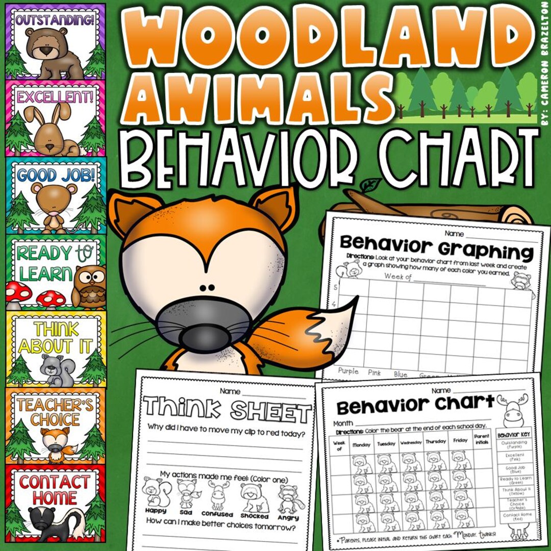 Behavior Clip Chart Woodland Animals Forest Camping Theme for Classroom ...