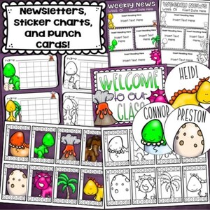 Dinosaur Classroom Management Decor Bundle (posters, Rules, Newsletters ...
