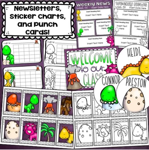 Dinosaur Classroom Management Decor Bundle (posters, Rules, Newsletters ...