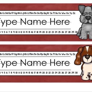 Name Tags Plates Desk Labels Dog Theme Editable INSTANT DOWNLOAD - Etsy