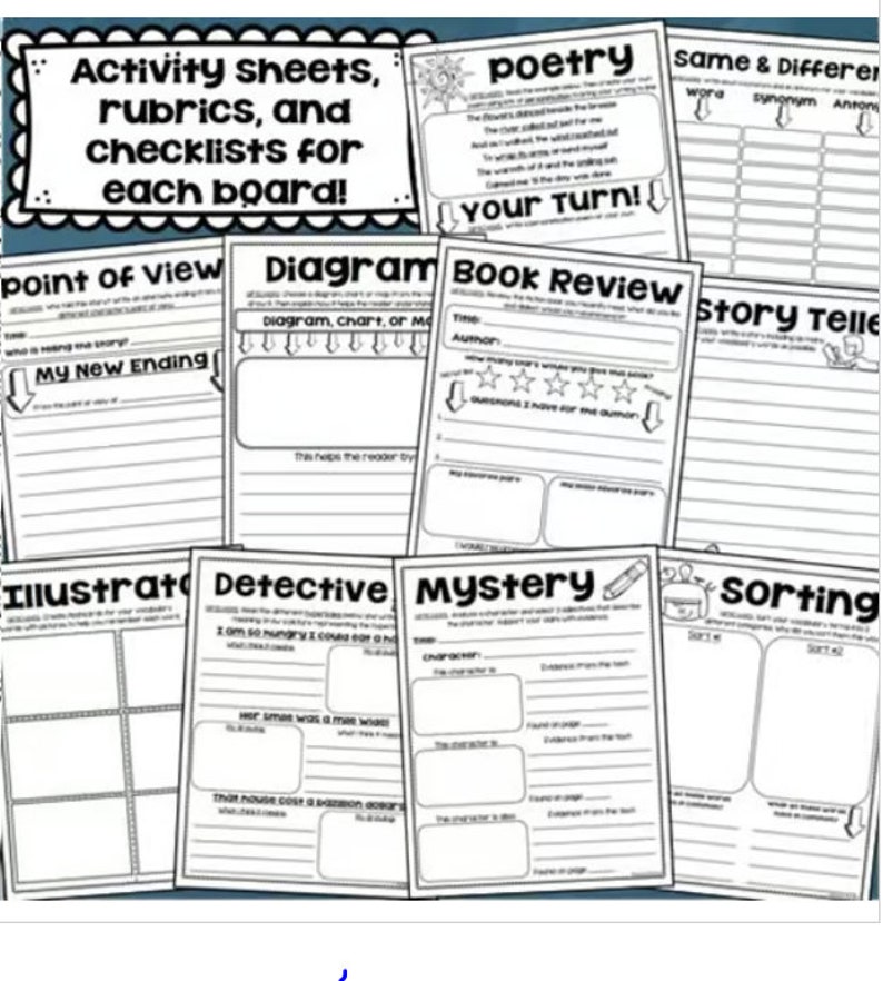 Choice Board Bundle: Fiction, Non-fiction, Writing, Vocabulary, Genre ...