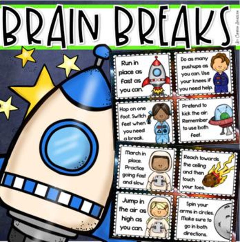 Brain Breaks Movement Cards Outer Space Theme INSTANT DOWNLOAD - Etsy