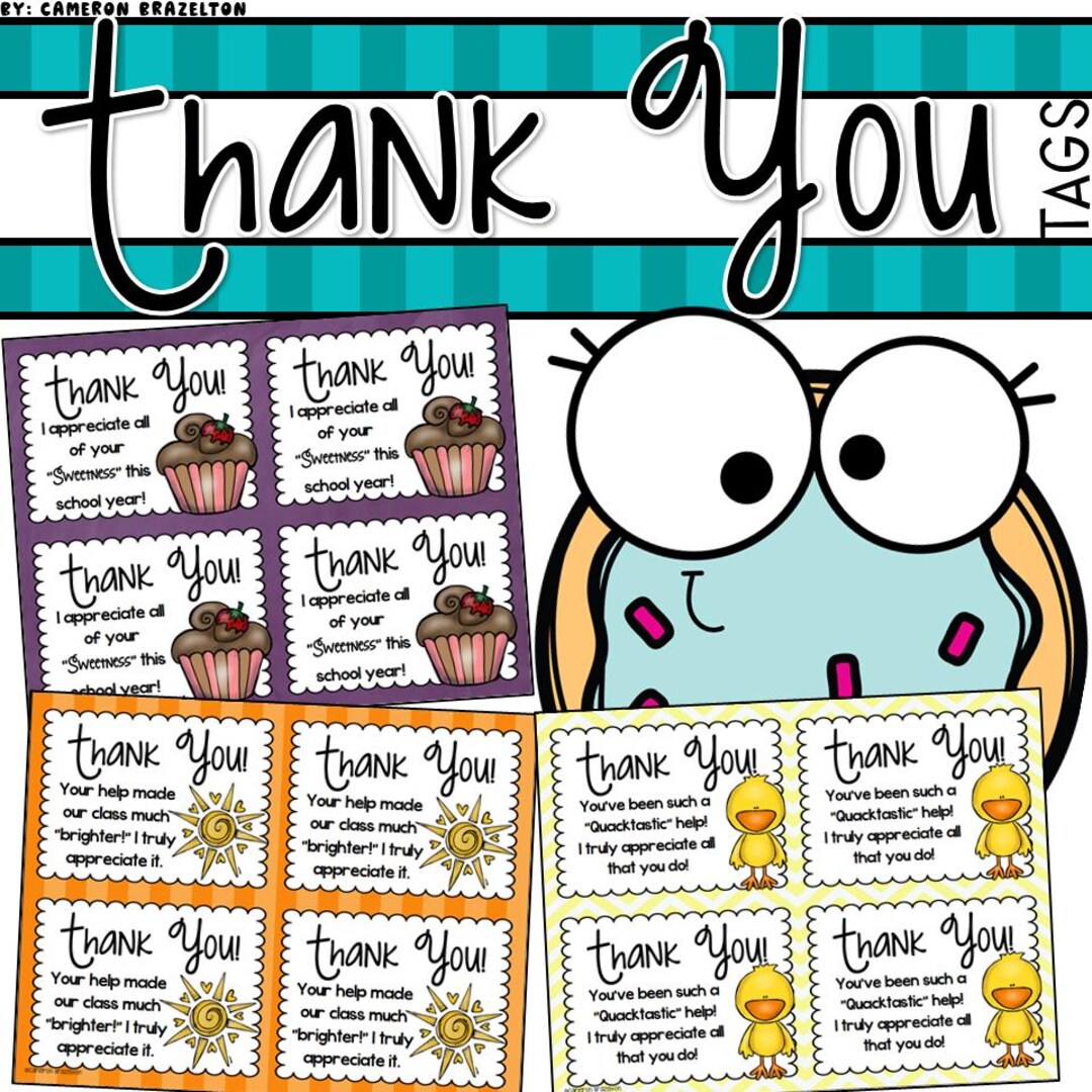 Thank You Tags, Cards, Notes & Labels for Parent or Volunteer ...