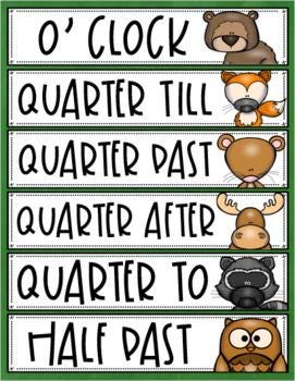 Clock Labels Telling Time Woodland Animals Forest Theme INSTANT ...