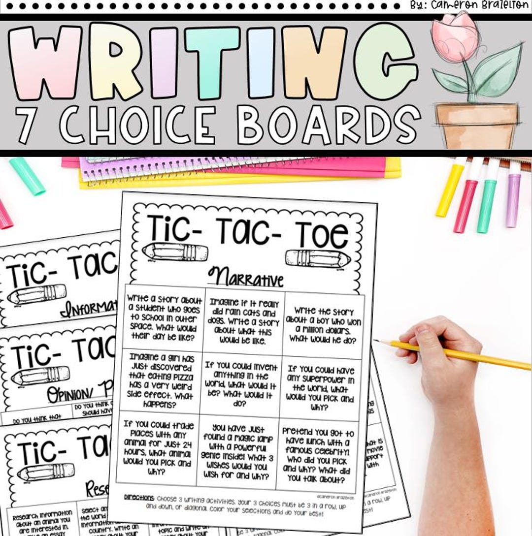 Writing Activities Choice Boards for Narrative Informational Opinion ...