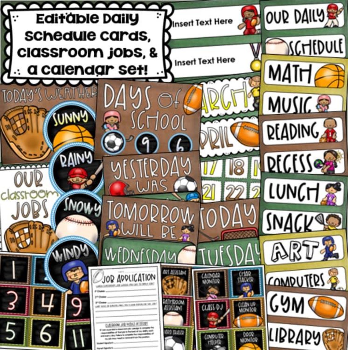 Sports Classroom Decor Bundle: Posters, Calendar, Binder Covers ...